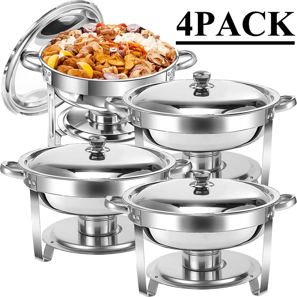 Chafing Dish Buffet Set 5 QT, 4 Packs Stainless Steel Buffet Servers and Warmers, Chaffing ...