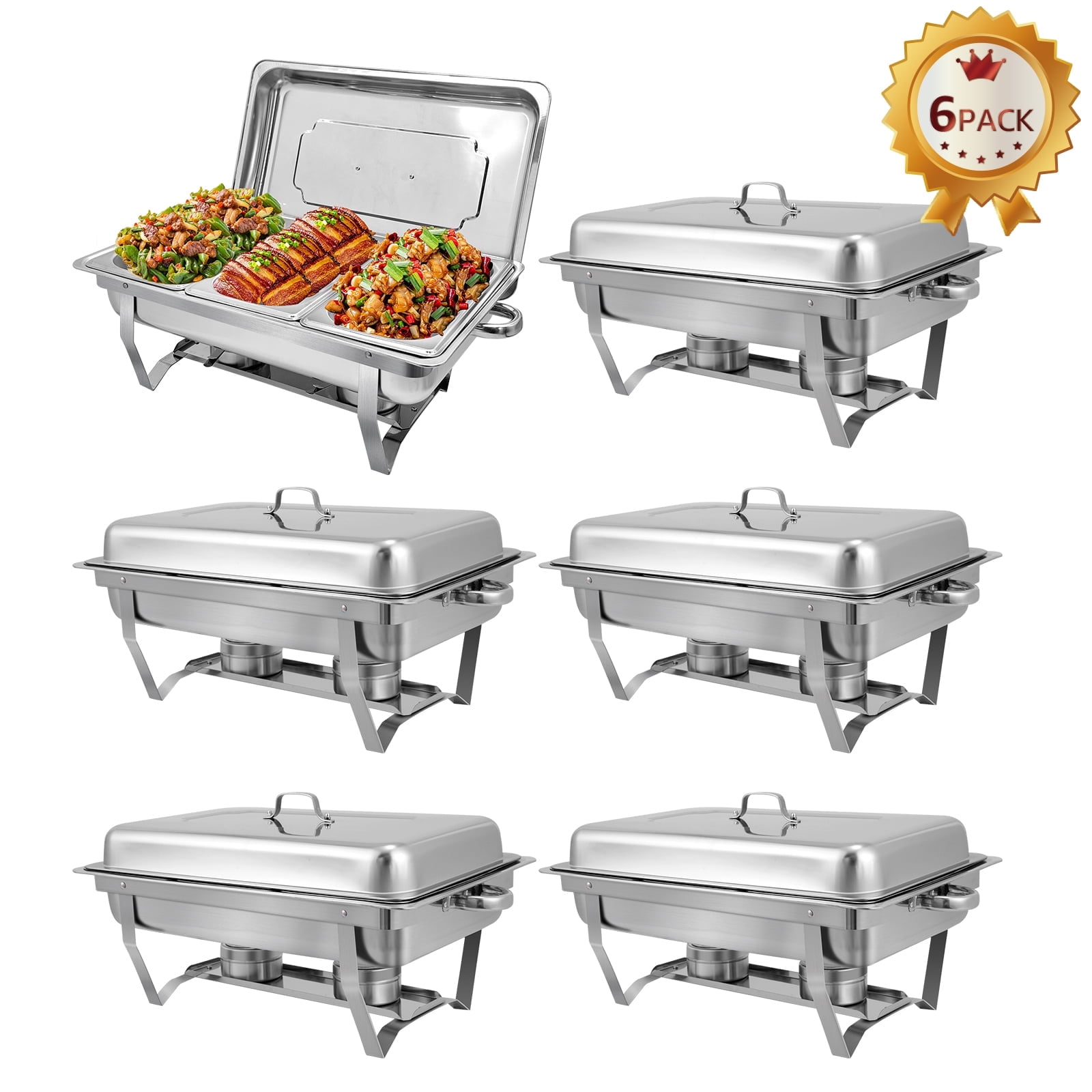 Chafing Dish Buffet Set 6 Pack, PRIJESSE 9QT Stainless Steel Chafing ...