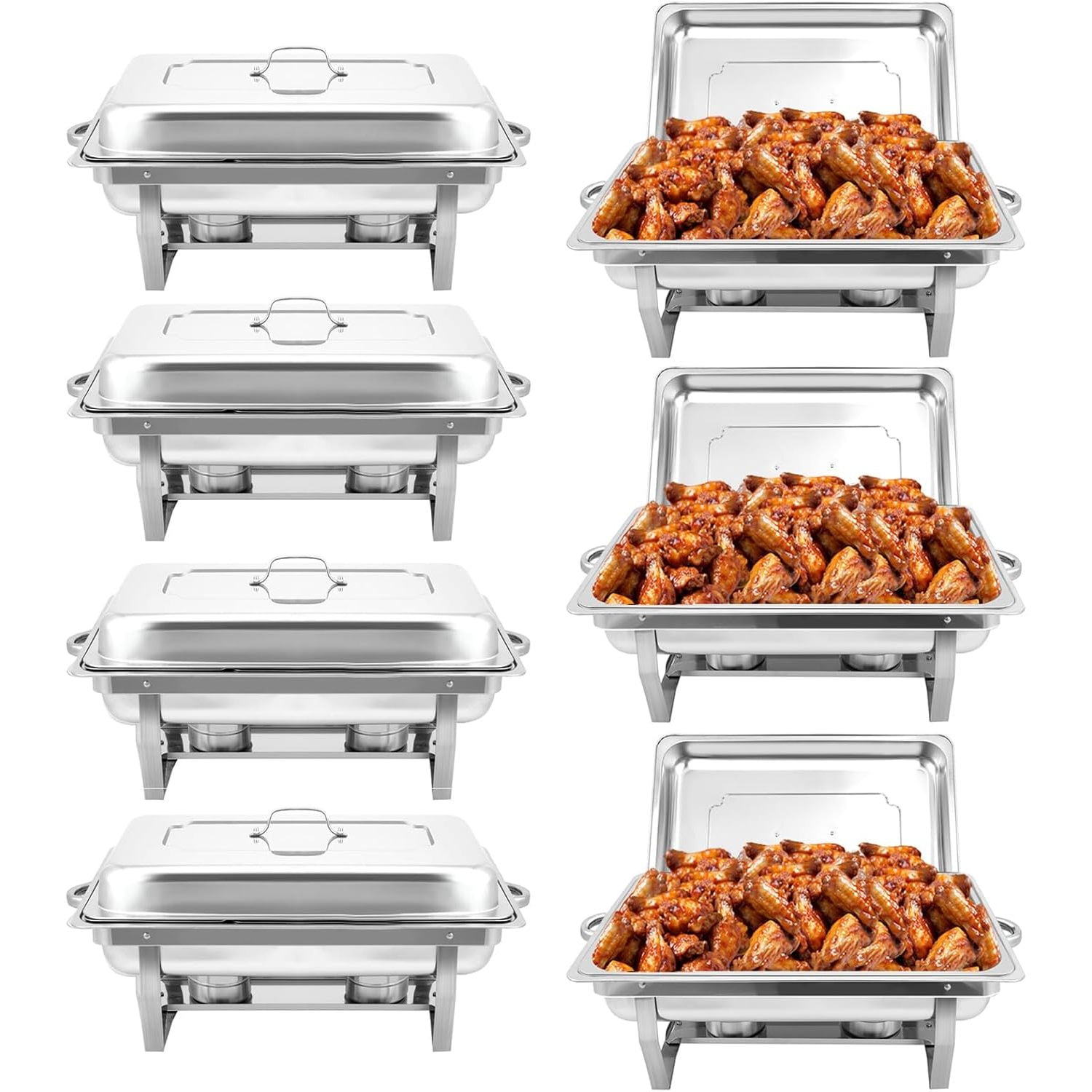 Chafing Dish Buffet Set (7 Pack) Chafers 8QT Buffet Servers And Warmers, Chaffing Servers With ...