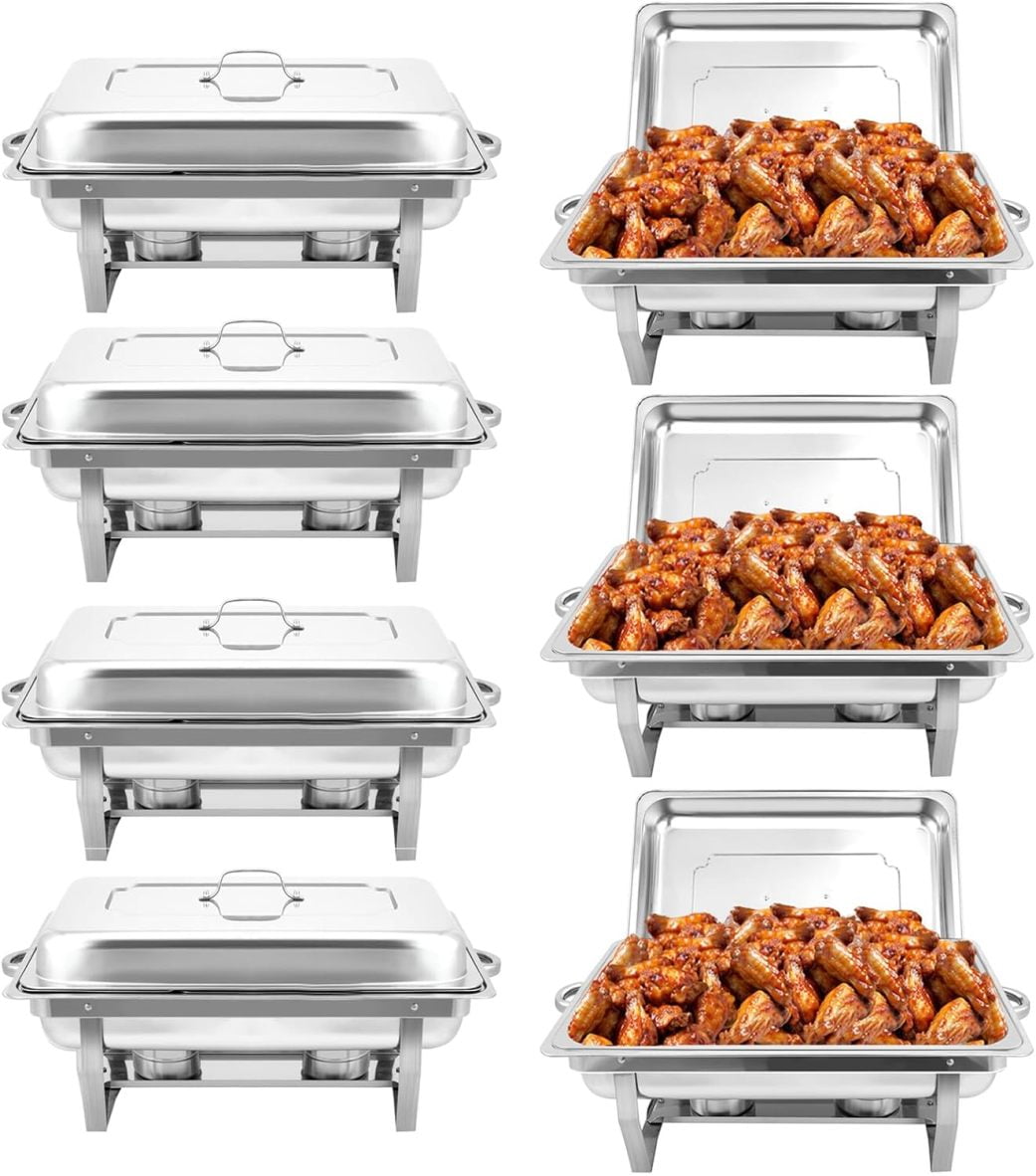 Chafing Dish Buffet Set (7 Pack) Chafers 8QT Buffet Servers And Warmers, Chaffing Servers With ...