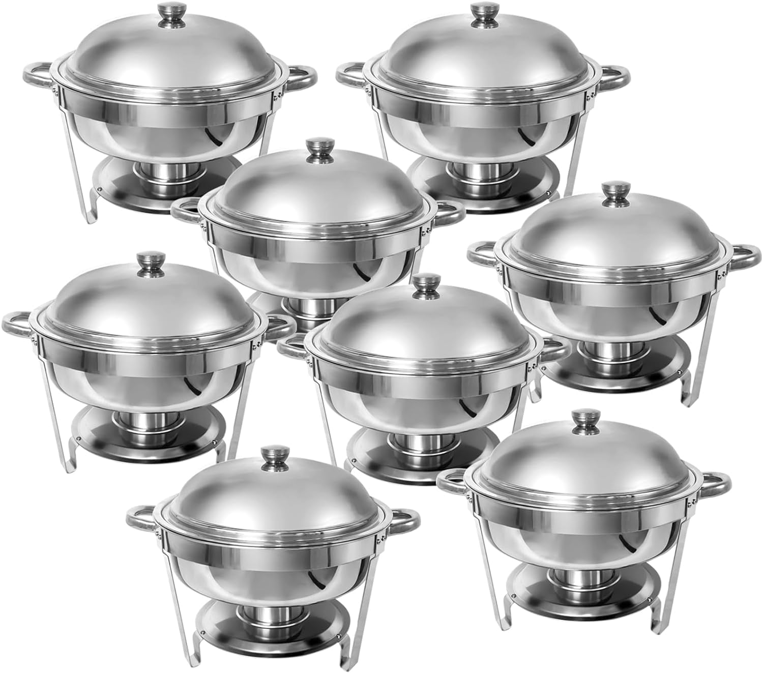 Chafing Dish Buffet Set 8 Pack, 6QT Round Chafing Dishes for Buffet with Anti-Scald Lid ...