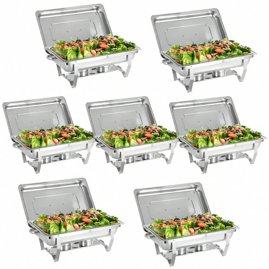 Chafing Dish Buffet Set 8 Pack 8Qt Stainless Steel Full Size ...