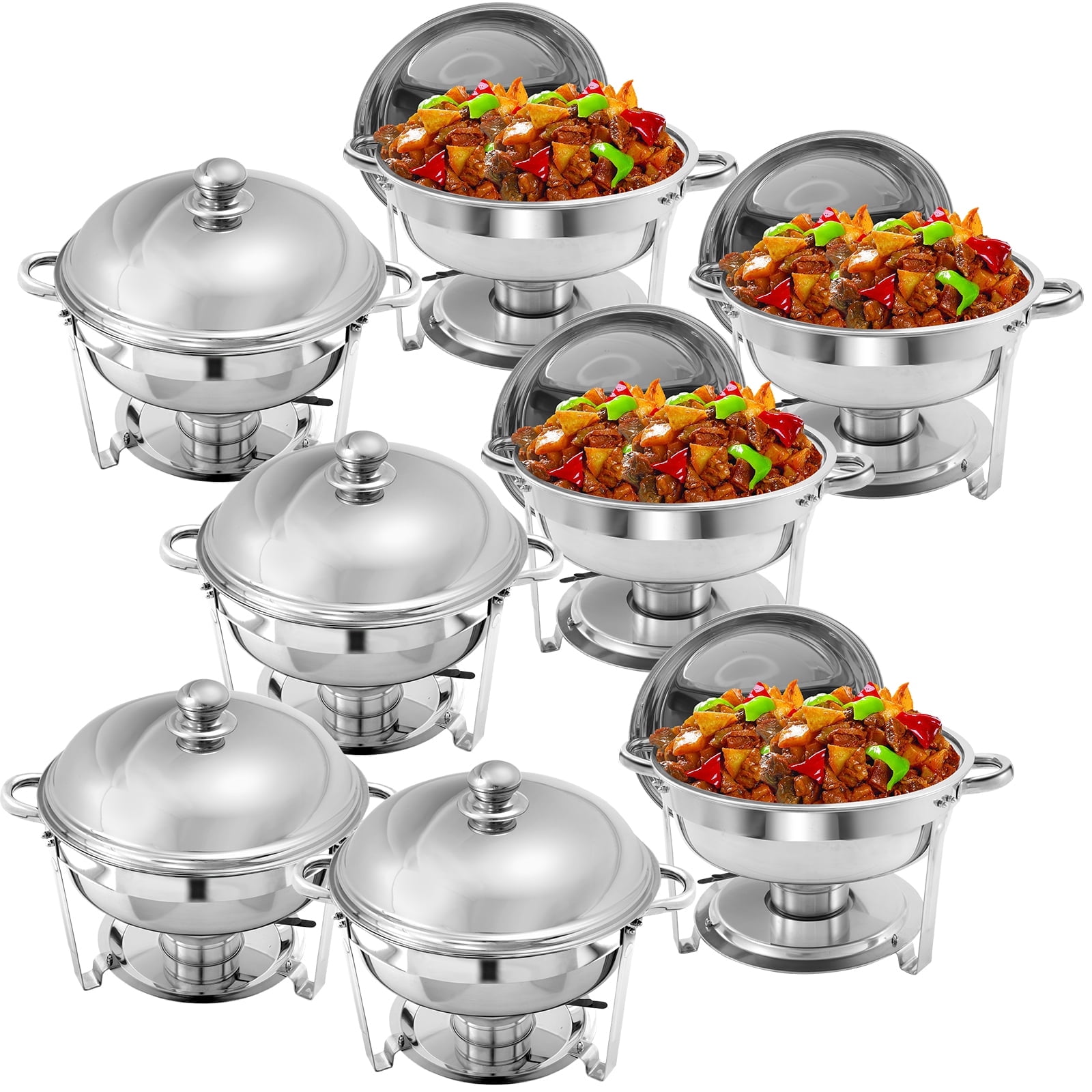 Chafing Dish Buffet Set 8 Pack, Jacgood 6QT Stainless Steel Chafing Dishes for Buffet with Lid ...