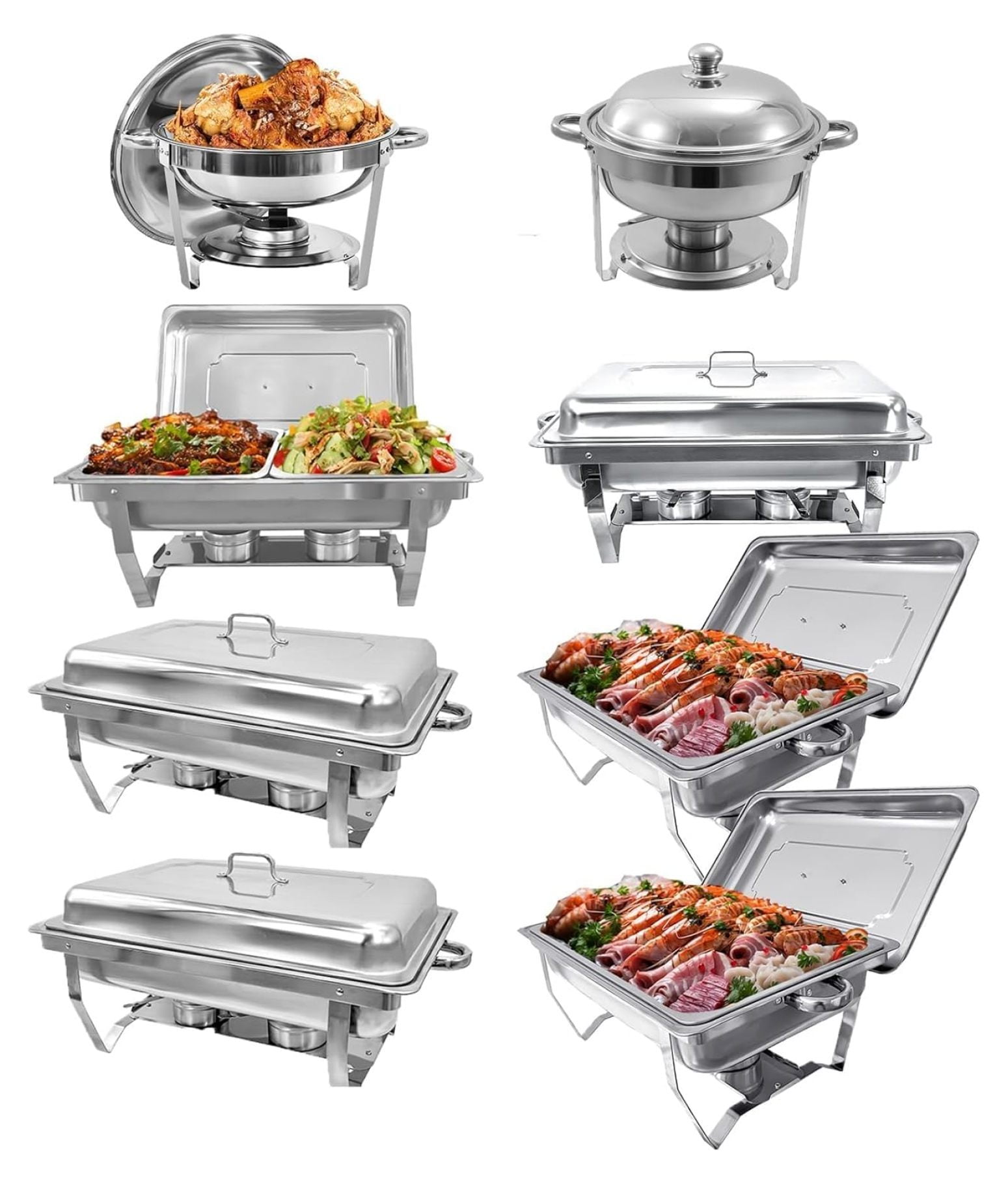 Chafing Dish Buffet Set 8 Pack Stainless Steel, Buffet Servers and ...