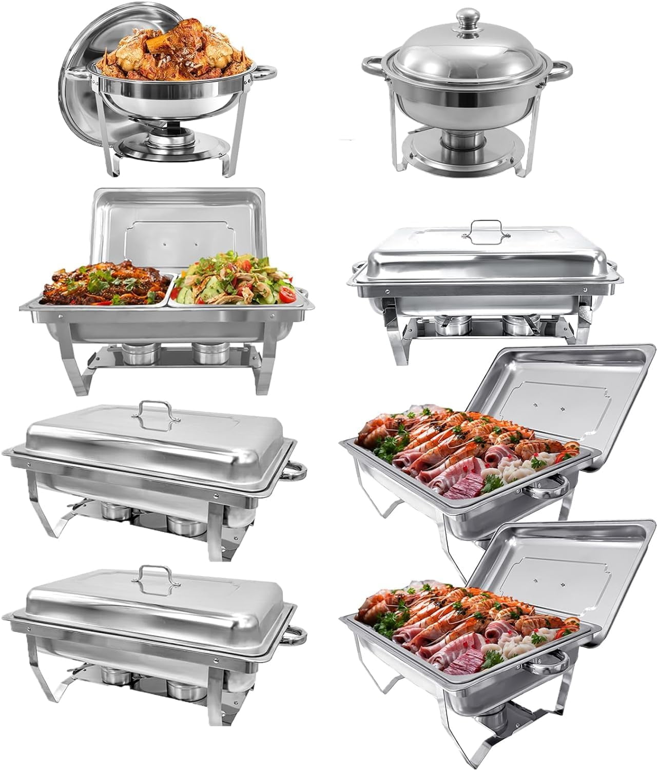 Chafing Dish Buffet Set 8 Pack Stainless Steel, Buffet Servers and Warmers Chafing Servers with ...