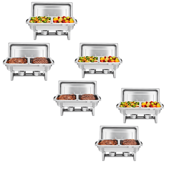 Chafing Dish Buffet Set, 8 QT Stainless Steel Chafing Dishes for Buffet with 2 Half Size Food ...