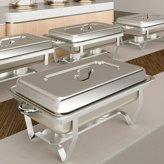 Chafing Dish Buffet Set, 8 Qt 4 Pack, Stainless Steel Rectangle ...