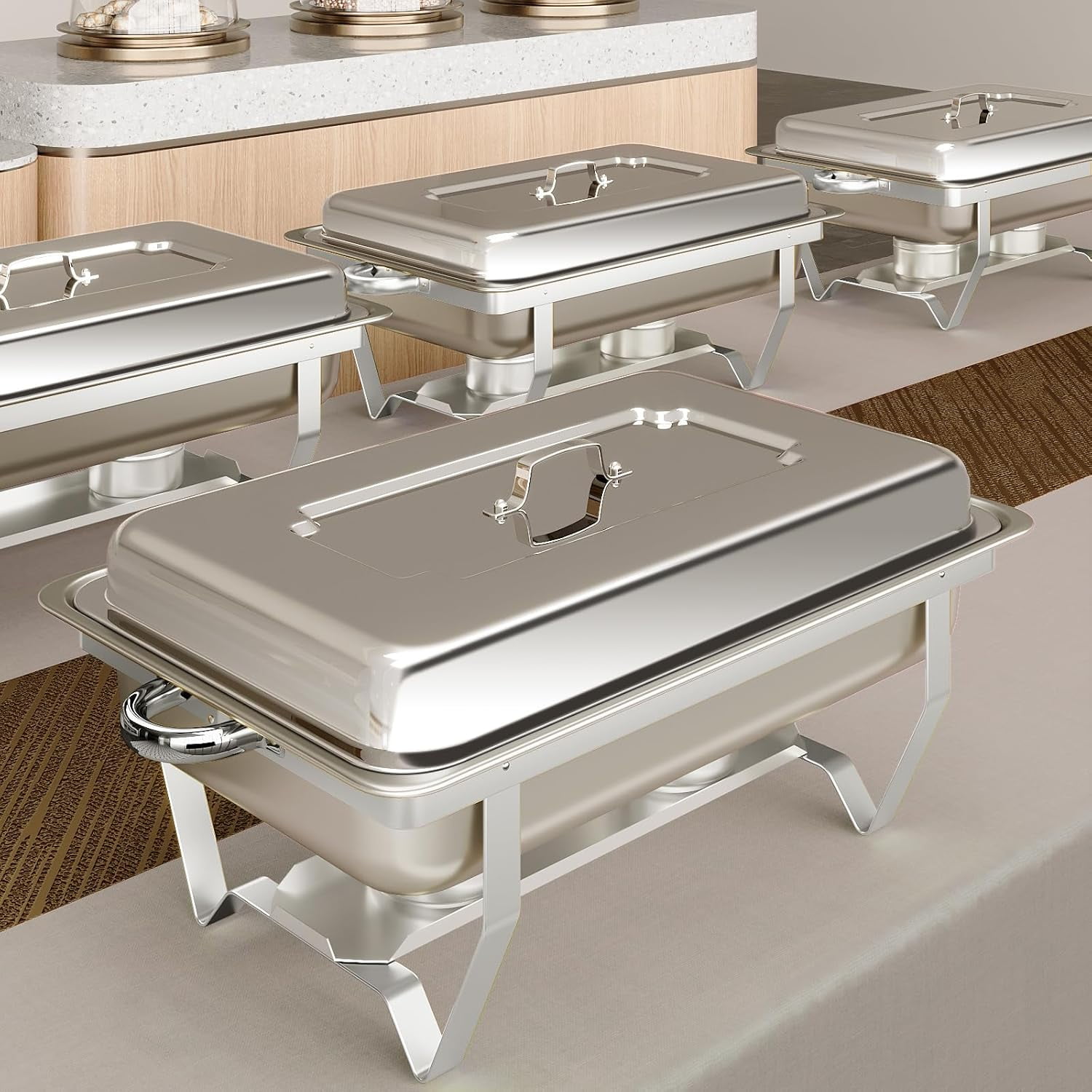 Chafing Dish Buffet Set, 8 Qt Stainless Steel Rectangle Catering Warmer Server for Parties ...