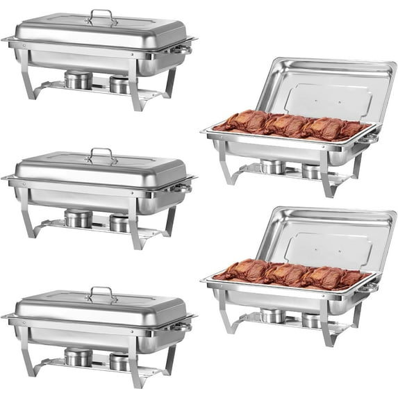 Chafing Dish Buffet Set, 8 Qt Stainless Steel Rectangle Catering Warmer ...