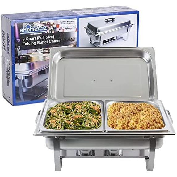 Chafing Dish Buffet Set 8QT Chafer Dish, Stainless Steel, Silver ...