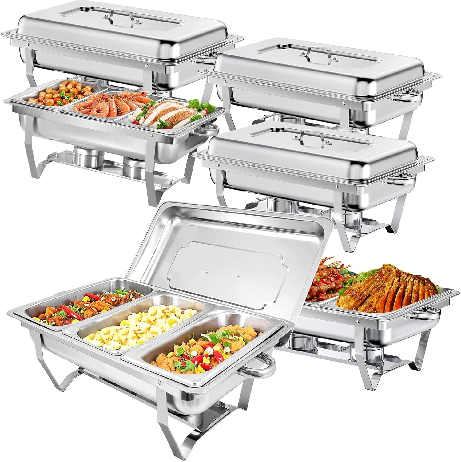 Chafing Dish Buffet Set, 8QT Rolled-Edge Design Chafing Dishes for ...