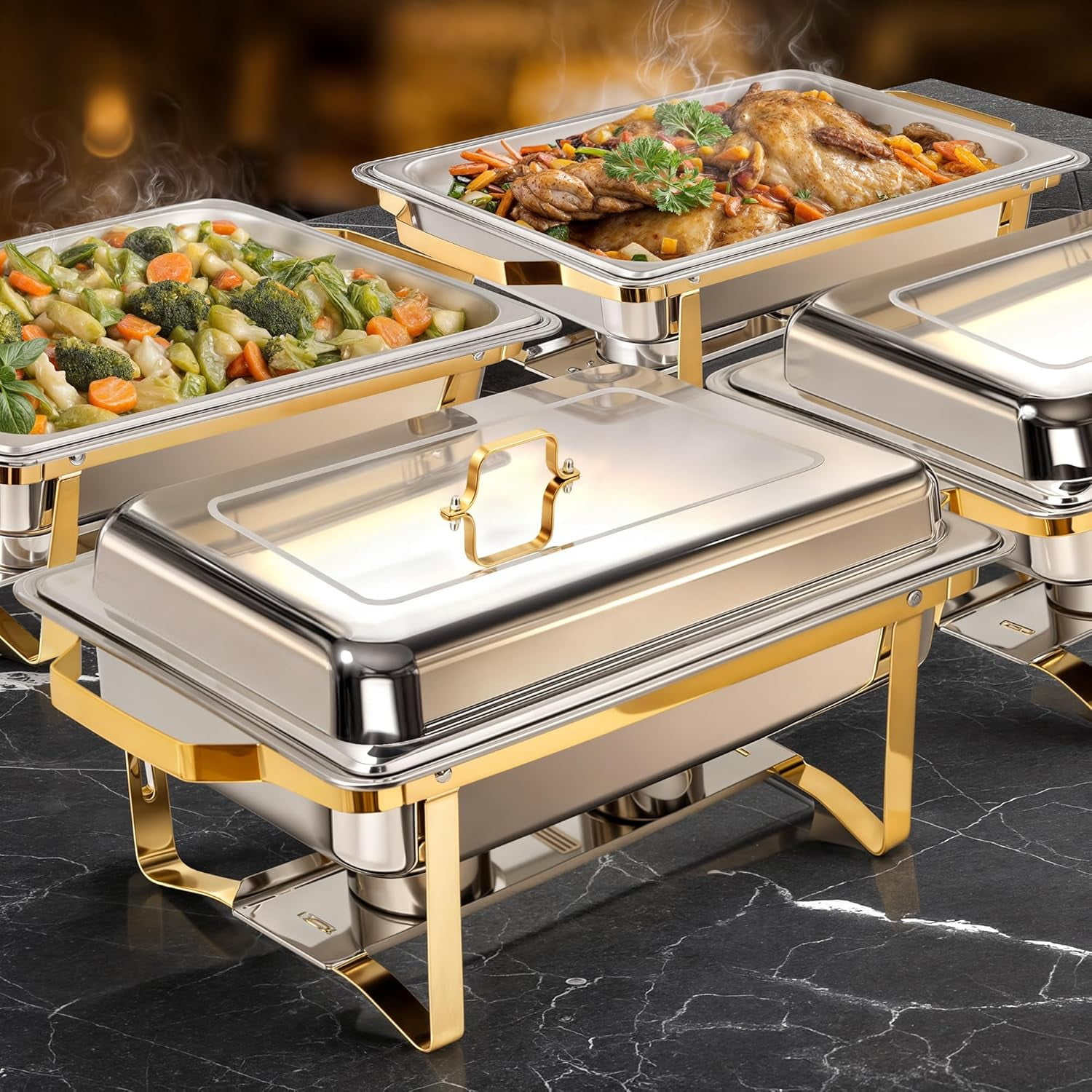 Chafing Dish Buffet Set 9 Qt Stainless Steel Complete Chafer Set ...