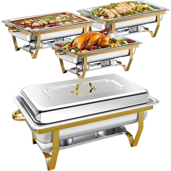 Chafing Dish Buffet Set, Chafing Dishes for Buffet 9QT, Gold and Silver ...
