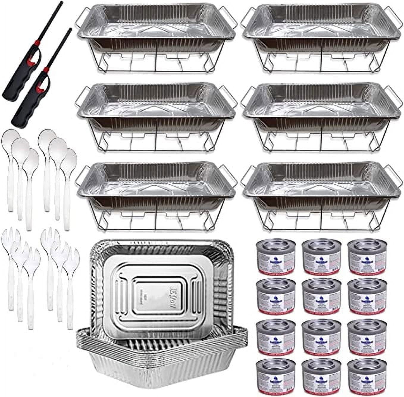 Nicole Fantini Chafing Dish Buffet Set, 50-Piece Disposable Serving Kit ...