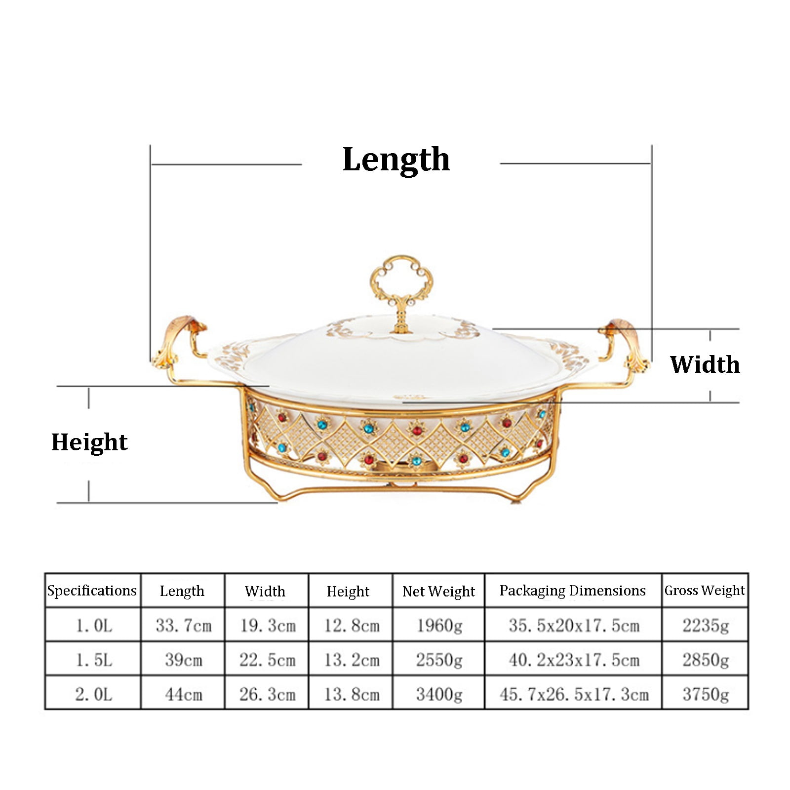 Chafing Dish Buffet Set, Elegant Ceramic Chafer with Diamond Decoration ...
