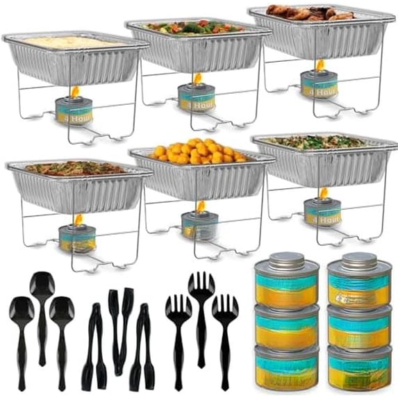 Chafing Dish Buffet Set, Half Size, Disposable Catering Supplies -6 ...