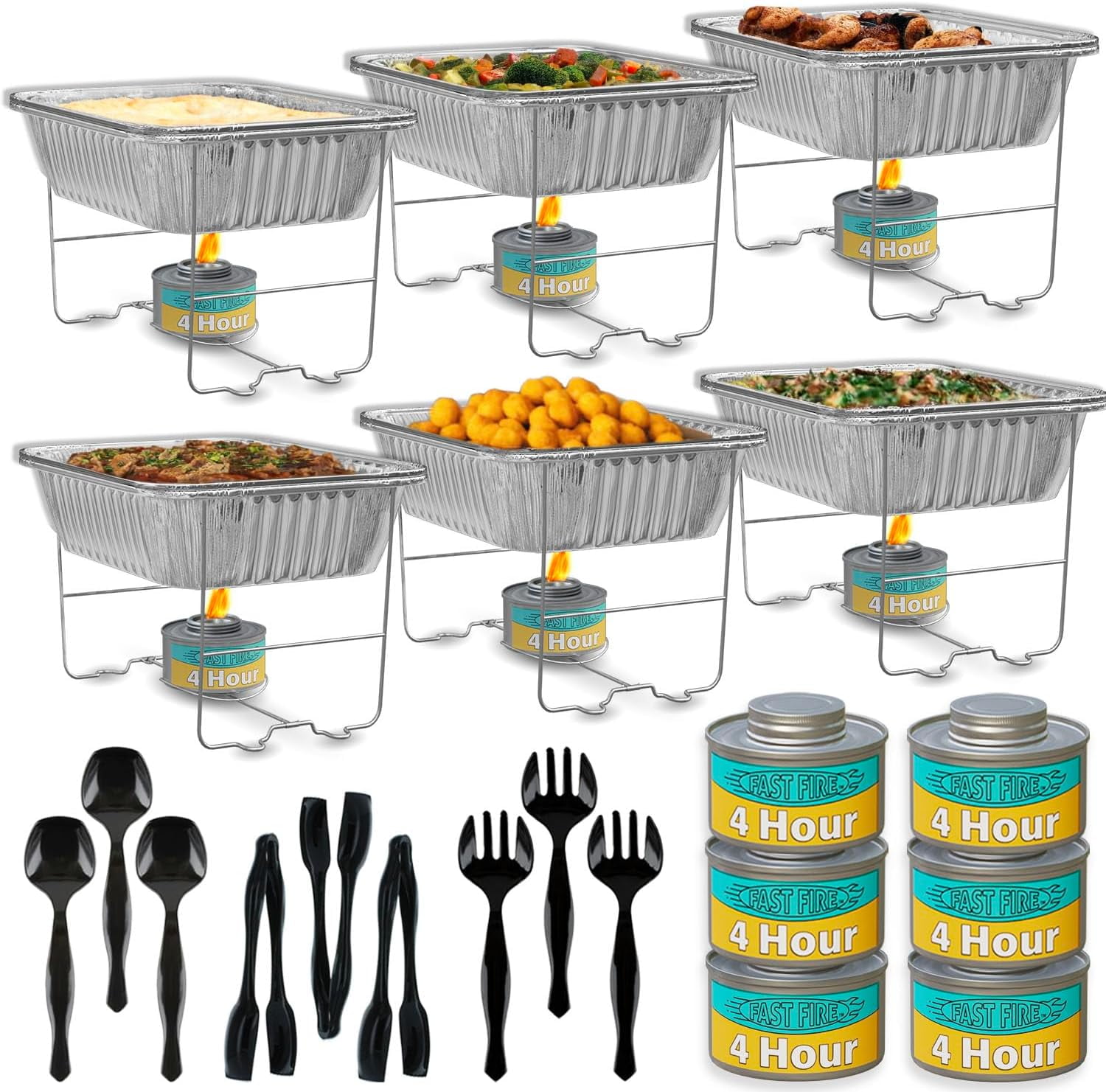 Chafing Dish Buffet Set, Half Size, Disposable Catering Supplies -6 ...