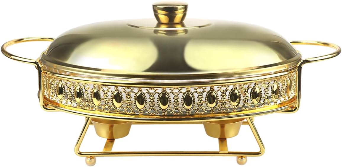 Chafing Dish Buffet Set Stainless Steel Oval Chafing Food Pan with ...