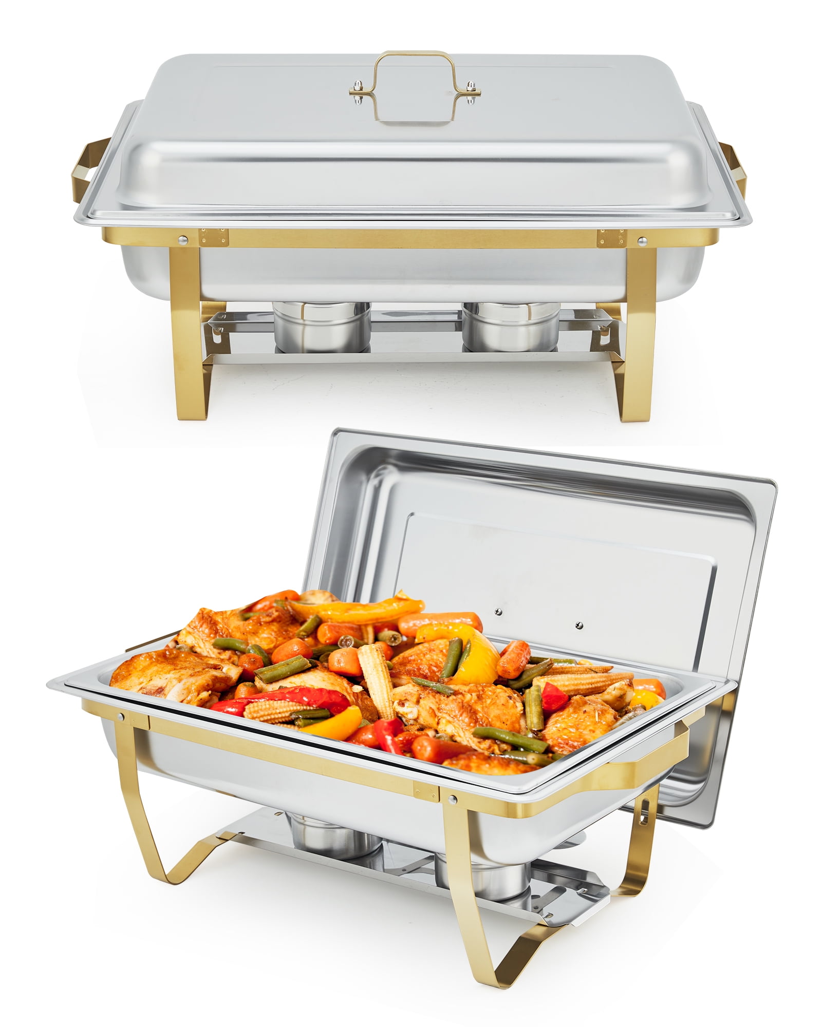 Chafing Dish Buffet Set of 2, 8QT Stainless Steel Food Warmers Set with ...