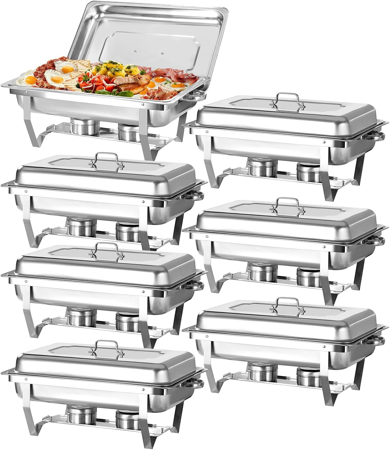 Chafing Dish Buffet Sets 7 Pack, 9 QT Stainless Steel Rectangular ...