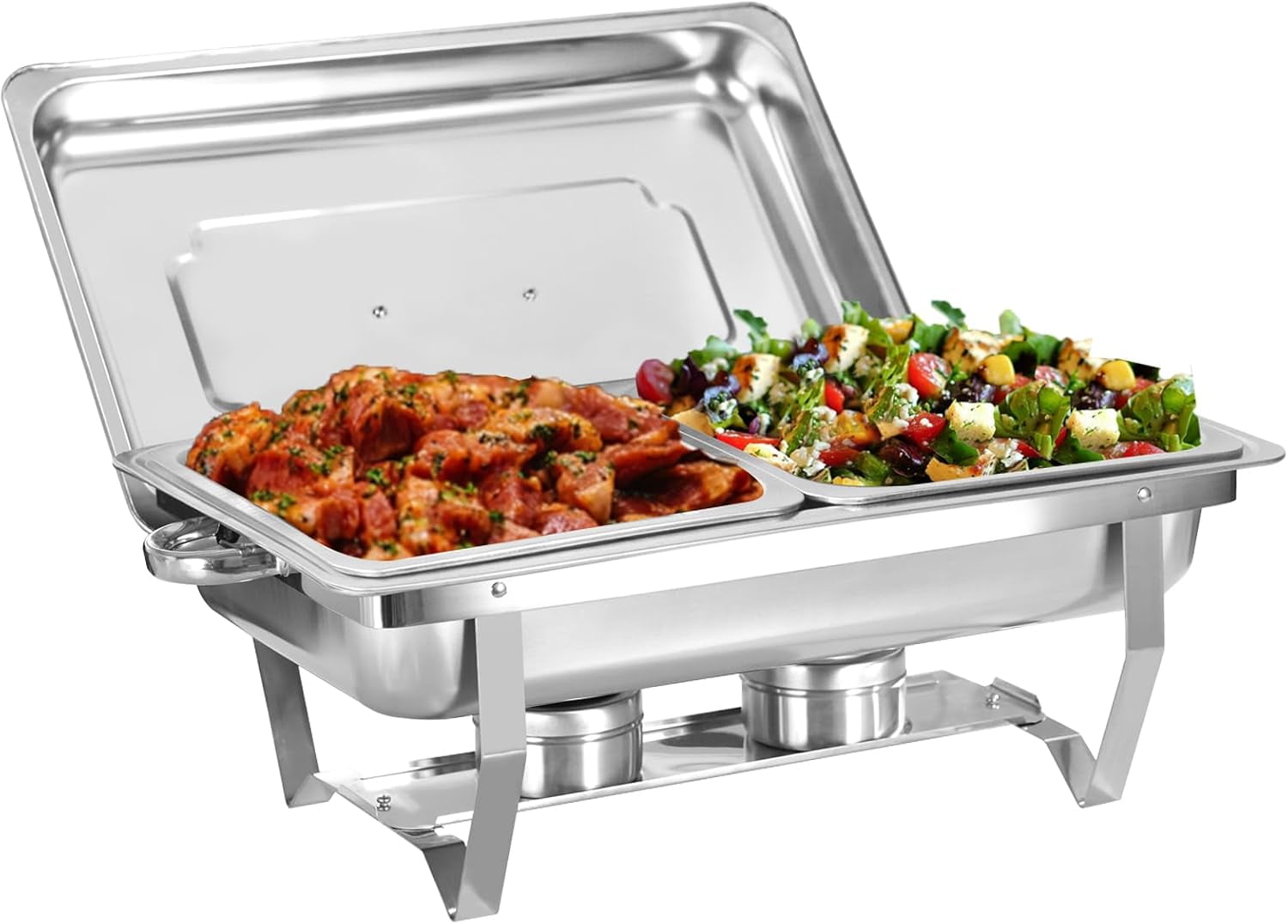 Chafing Dish with Half Size Food Pan, 8QT Silver Chafing Dish Buffet ...