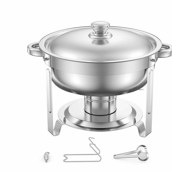 Chafing Dish Set 5 Qt, 2 Pack - Round Stainless Steel Buffet Server ...