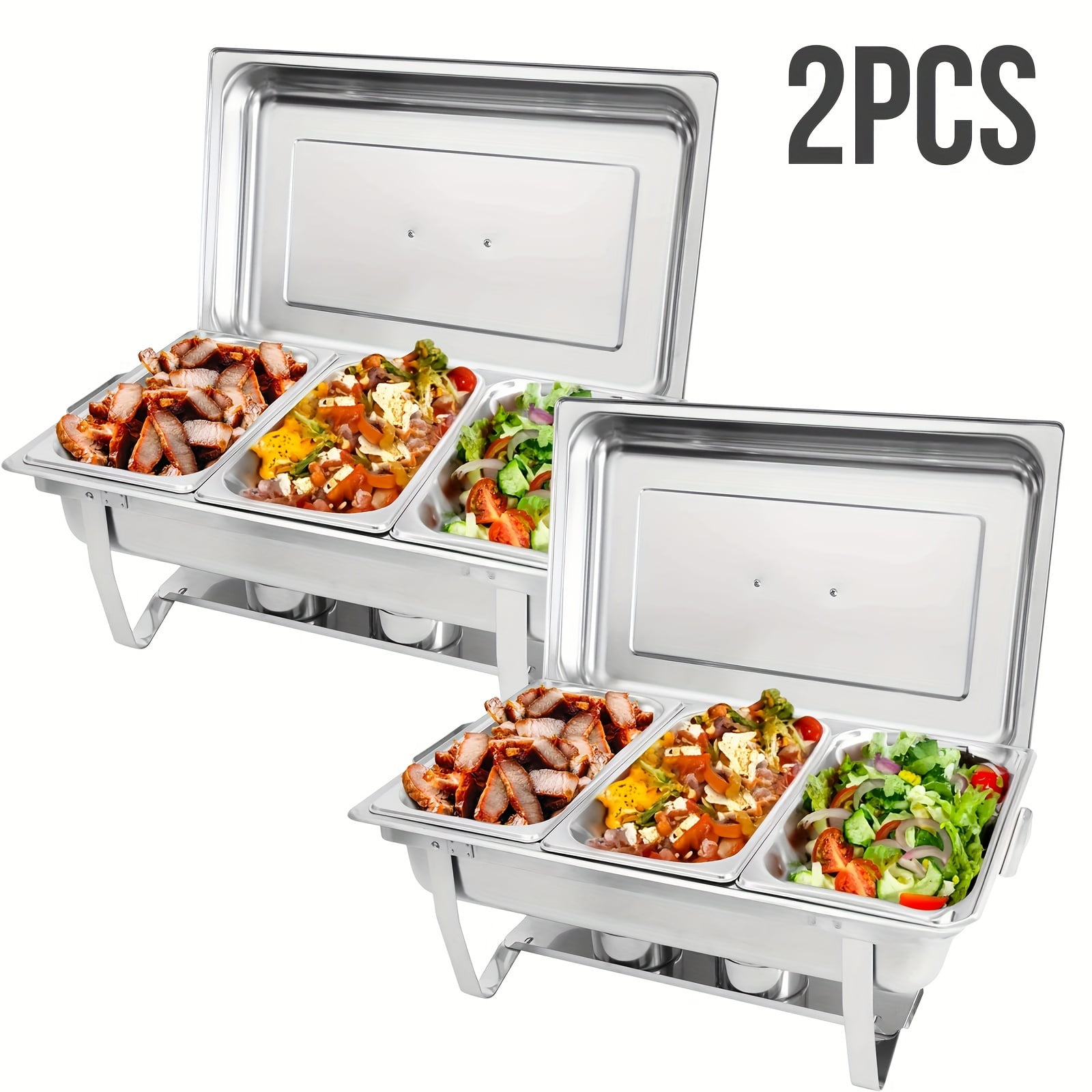 Chafing Dish Set - Full, 1/2 & 1/3 Size Food Warmers with 9 Qt Pans ...