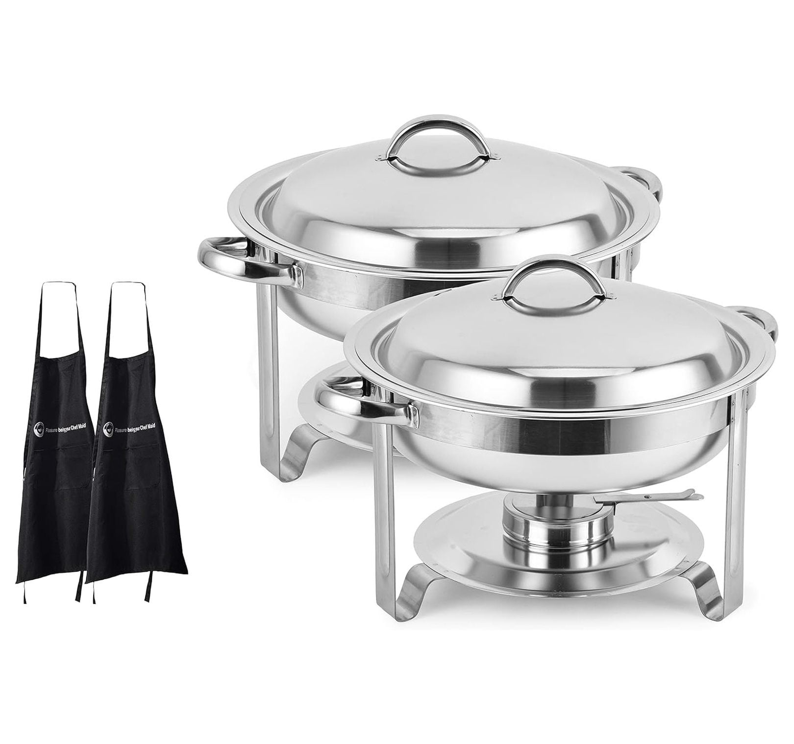 Chafing Dish Set of 2, 4 Quart Stainless Steel Round Buffet Warmers ...