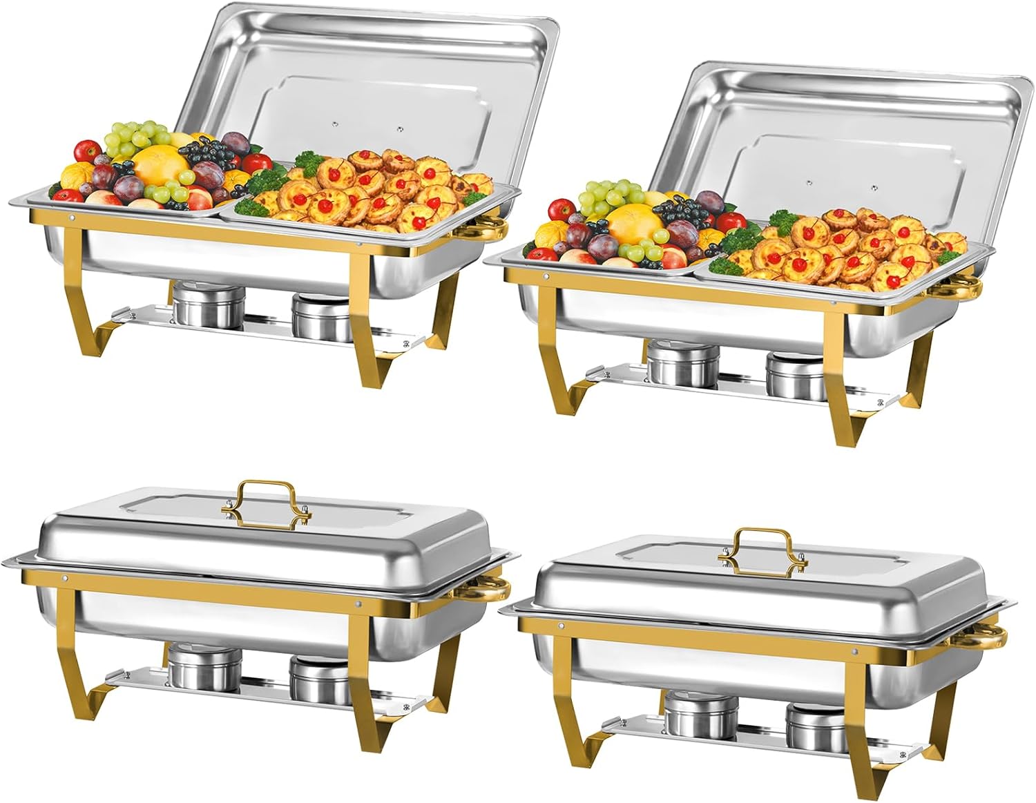 Chafing Dish for Buffet, 4 Pack 8QT Stainless Steel Chafing Servers ...