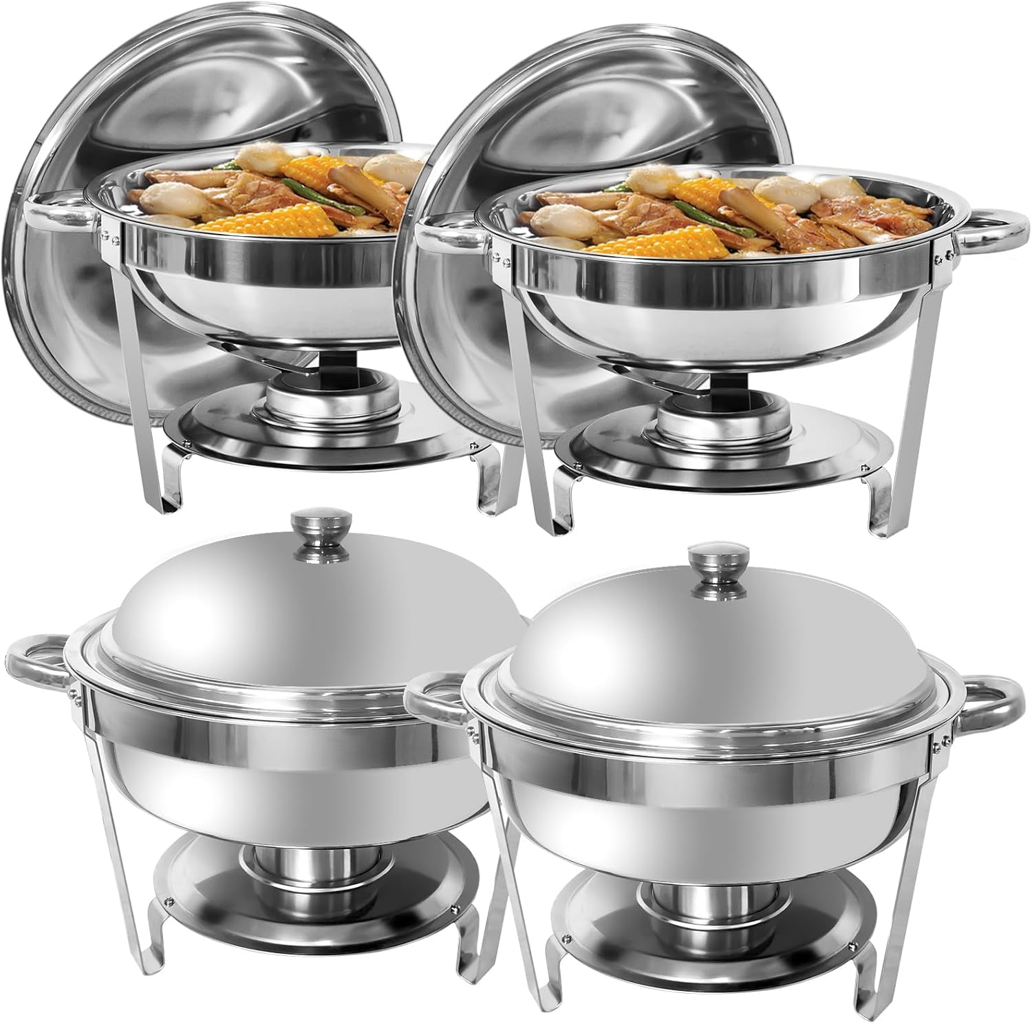 Chafing Dish for Buffet, 6QT Round Buffet Servers and Food Warmers, Stainless Steel Chaffing ...