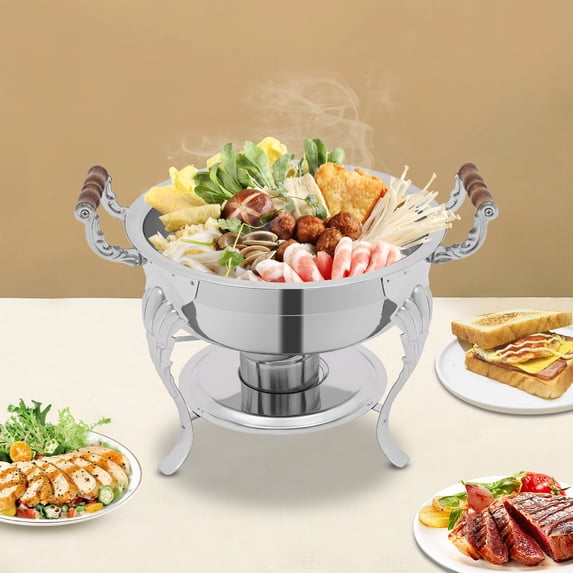 Chafing Dish with Lid, Round Chafing Dish, Stainless Steel Round Buffet ...