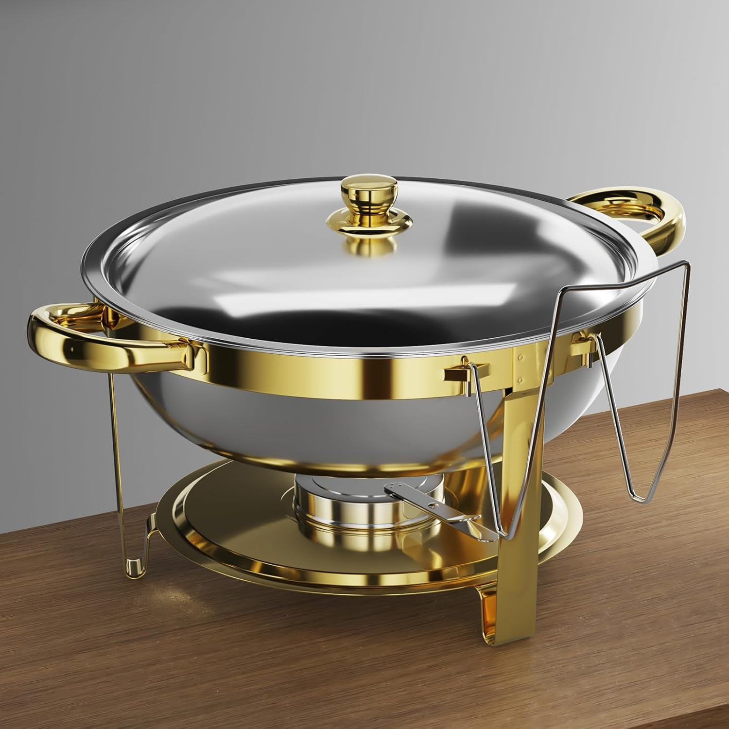 Chafing Dishes for Buffet 1 Pack, 5QT Round Stainless Steel Chafing ...