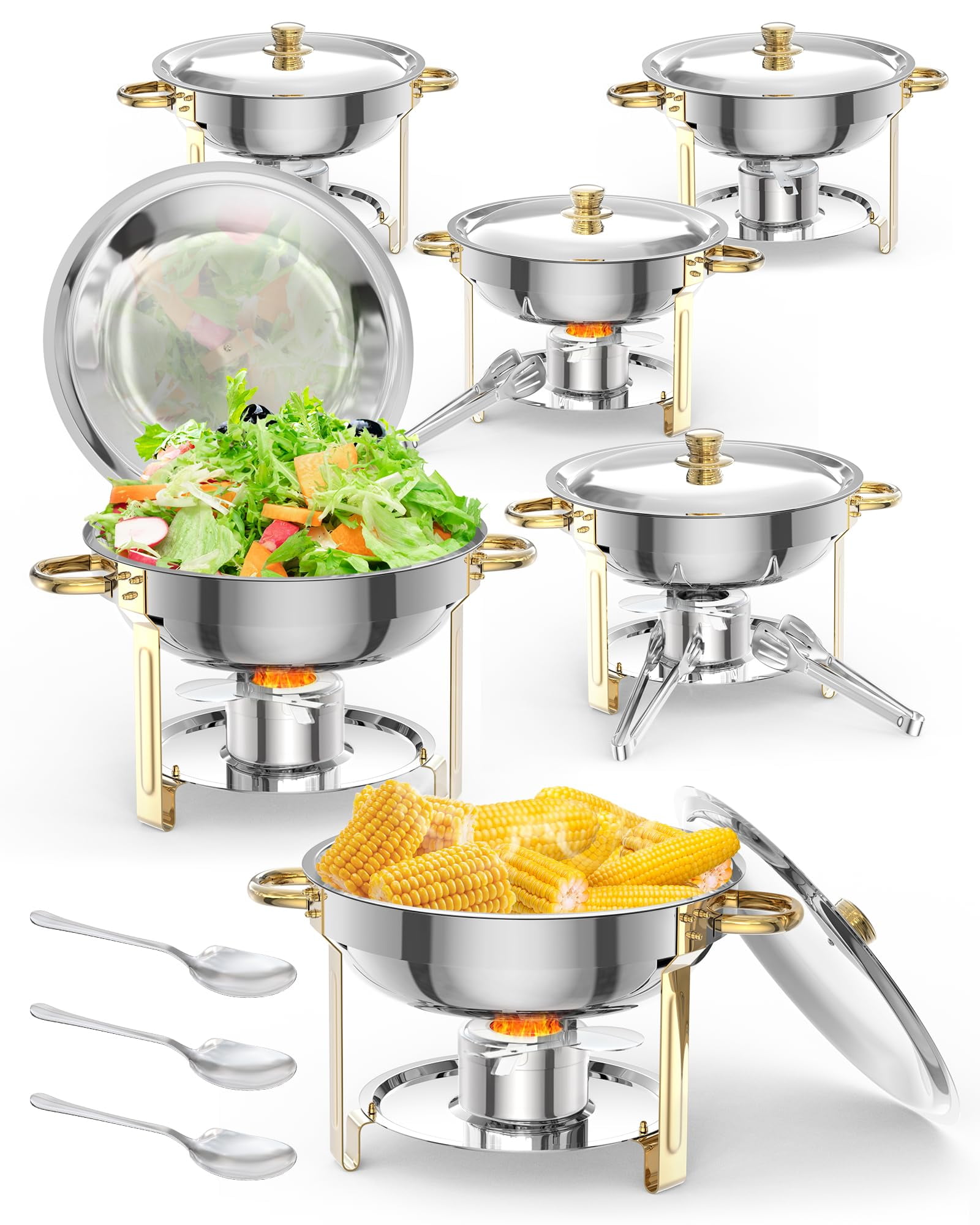 Chafing Dishes for Buffet 2/4/6Pack, 5QT Round Chafing Dishes for ...