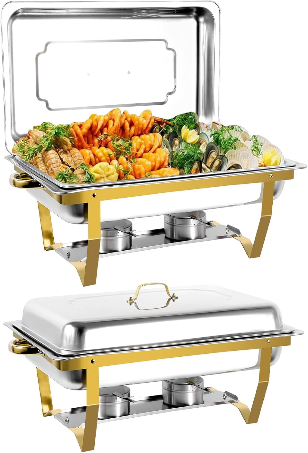 Chafing Dishes for Buffet 2 Pack, 8QT Stainless Steel Chafing Dish ...