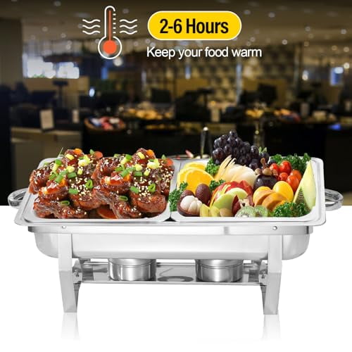 Chafing Dishes for Buffet 2 Pack Half Pan, 8 QT Chafing Dish Buffet Set ...