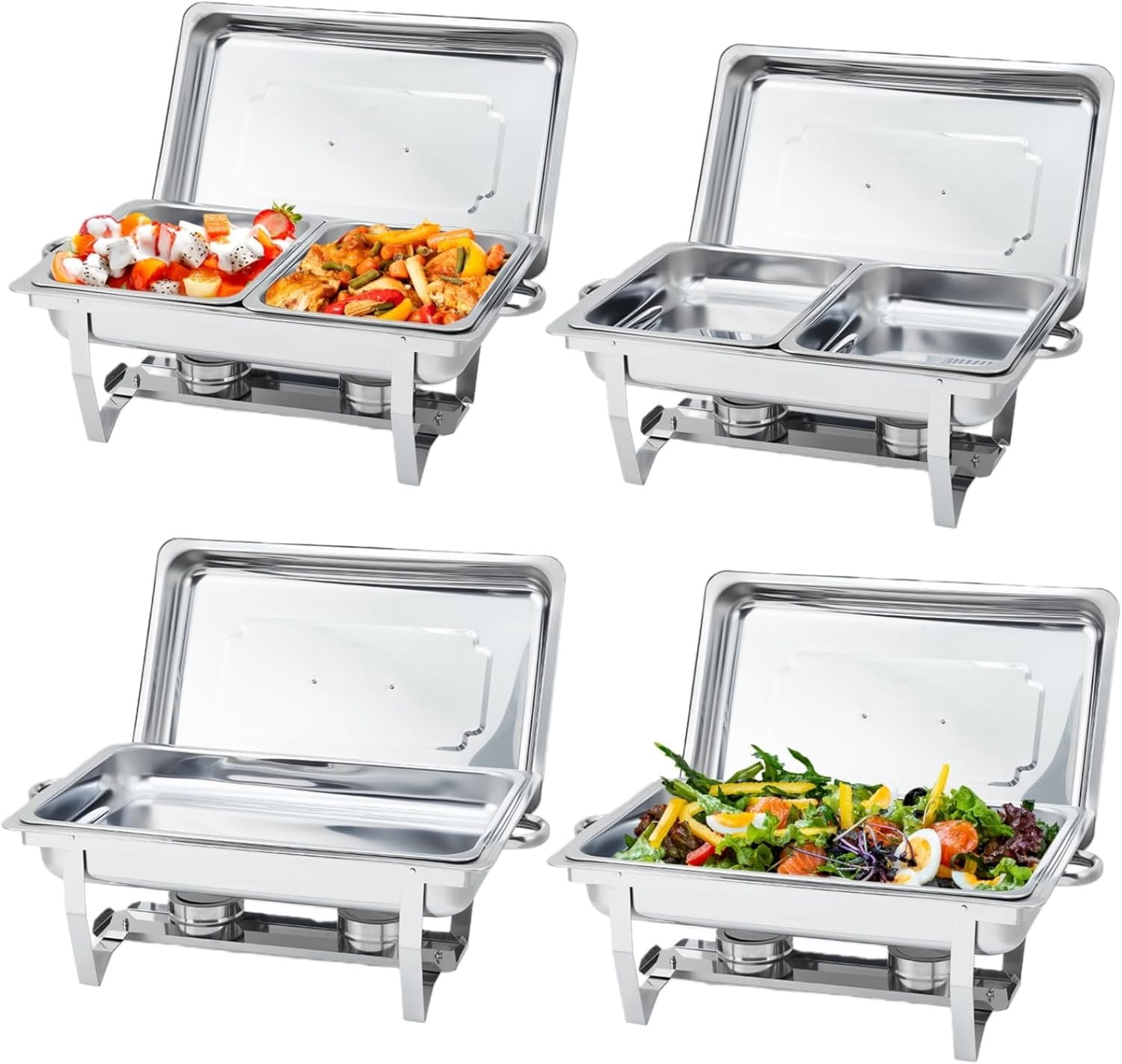 Chafing Dishes for Buffet 4 Pack, 8 Qt Stainless Steel Chafers and ...