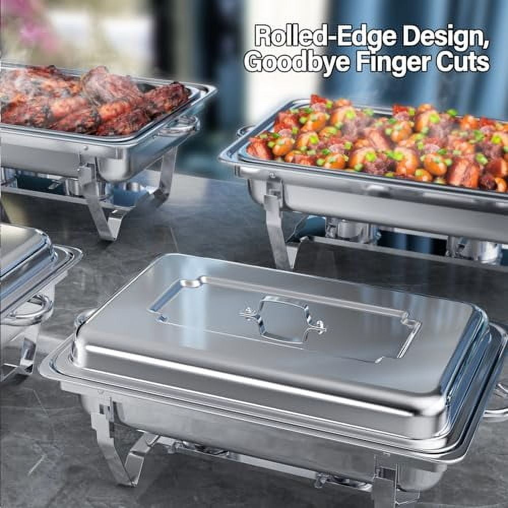 Chafing Dishes for Buffet 4 Pack, 8QT Roll Edge Designed Chafing Dish ...