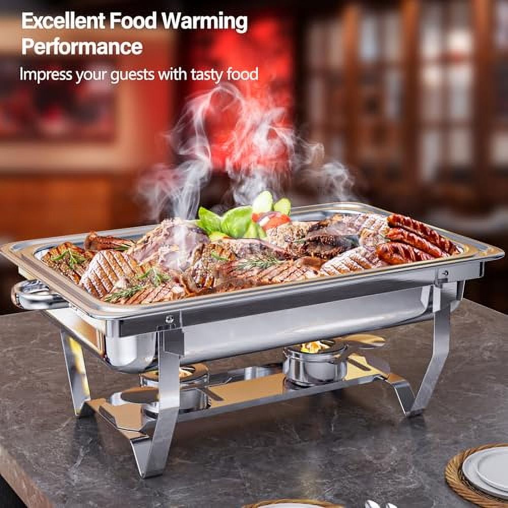 Chafing Dishes for Buffet 4 Pack, 8QT Roll Edge Designed Chafing Dish ...