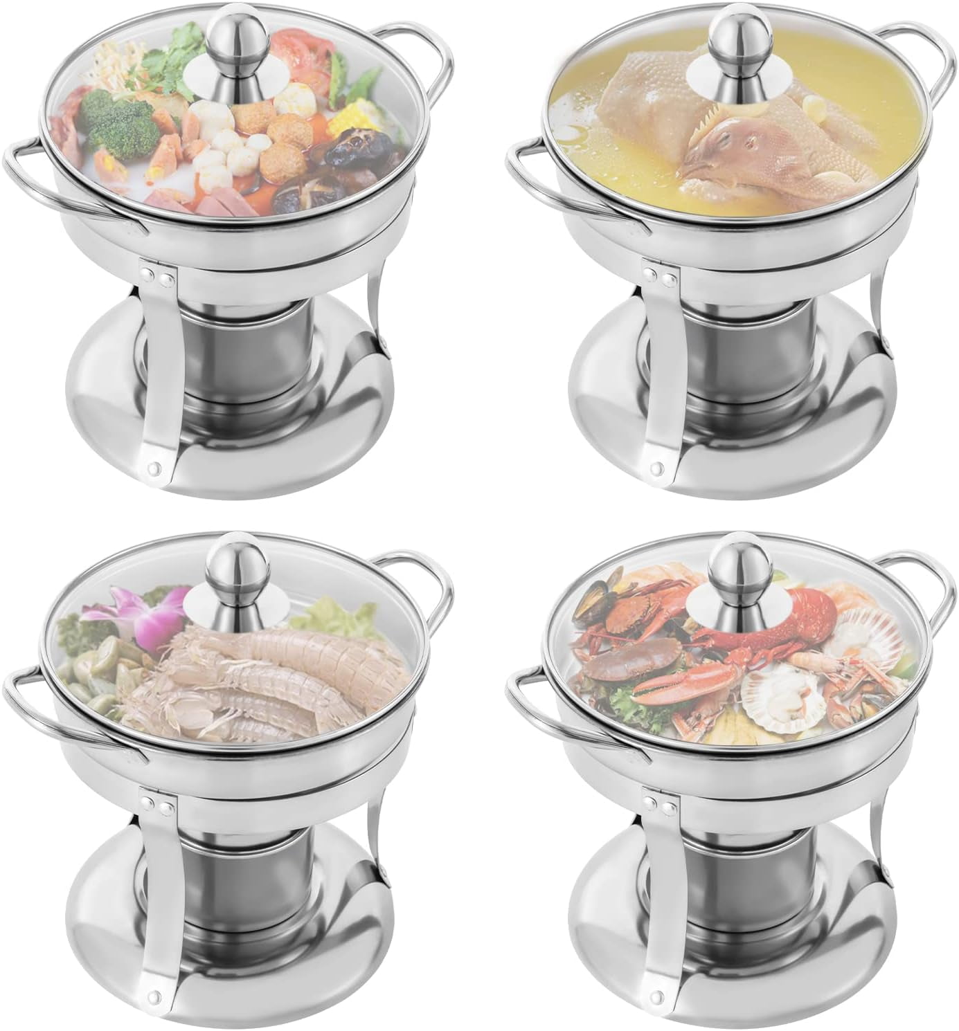 Chafing Dishes for Buffet of 4, Small Stainless Steel Buffet Warmer ...