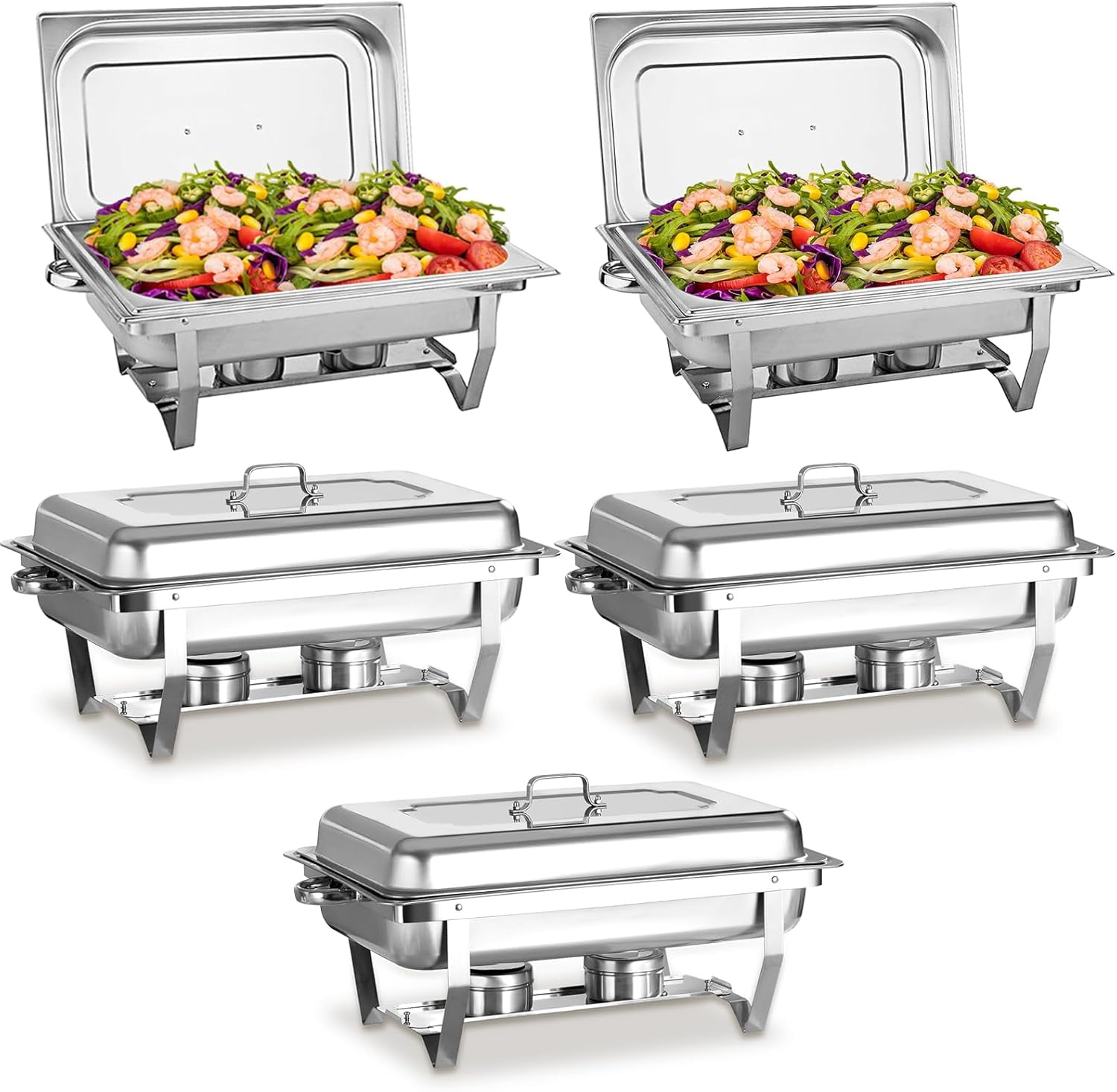 Chafing Dishes for Buffet 5 Pack, 9 QT Full Pan Stainless Steel Chafing Dish Buffet Set Sturdy ...