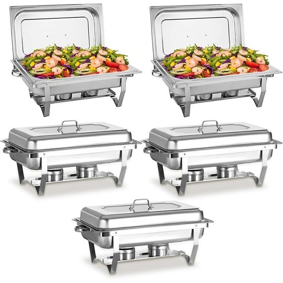Chafing Dishes for Buffet 5 Pack, 9 QT Full Pan Stainless Steel Chafing Dish Buffet Set Sturdy ...