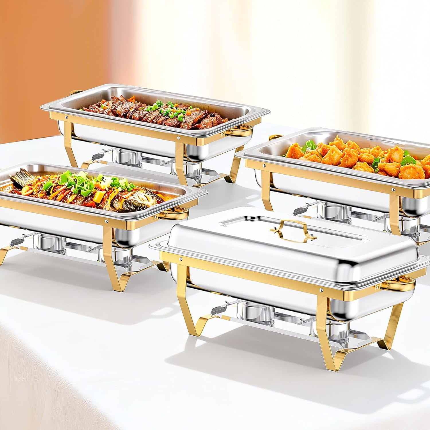 Chafing Dishes for Buffet, 9QT 4 Pack Chafing Dish Buffet Set ...