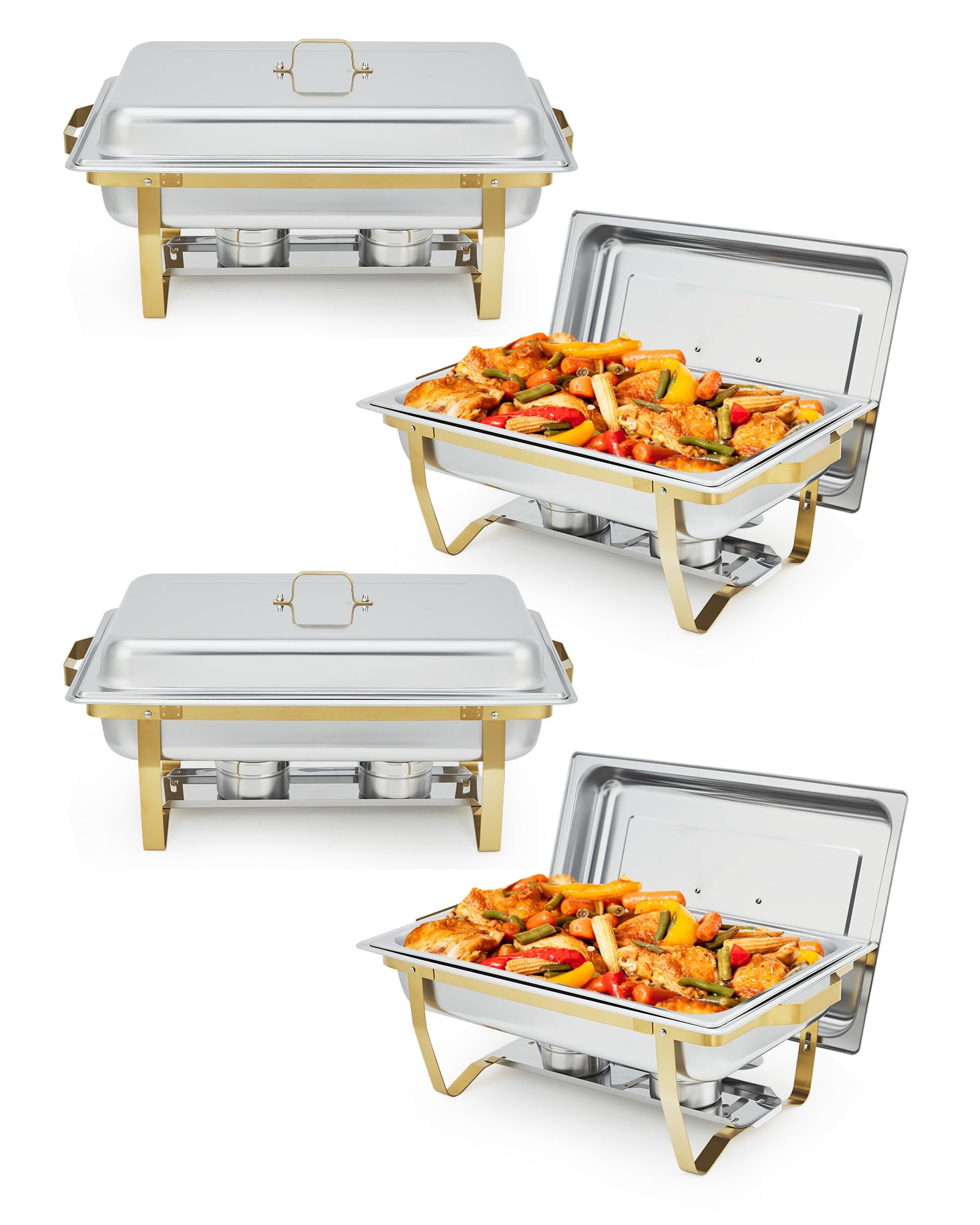 Chafing Dishes for Buffet Set of 2/4/6, 8QT Buffet Servers and Warmers ...