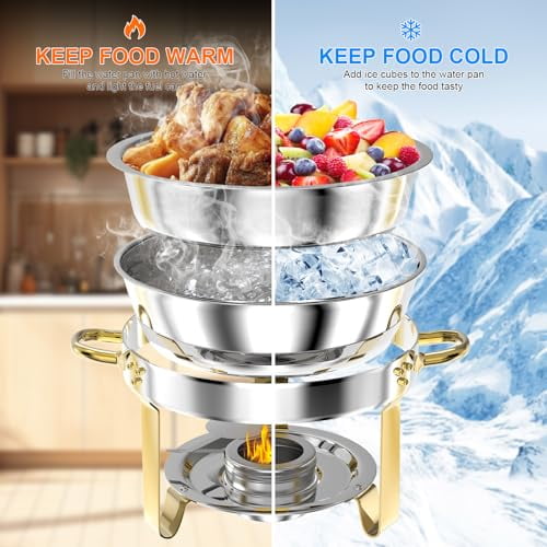 Chafing Dishes for Buffet Set of 2, 5QT Round Chafing Dishes for Buffet ...