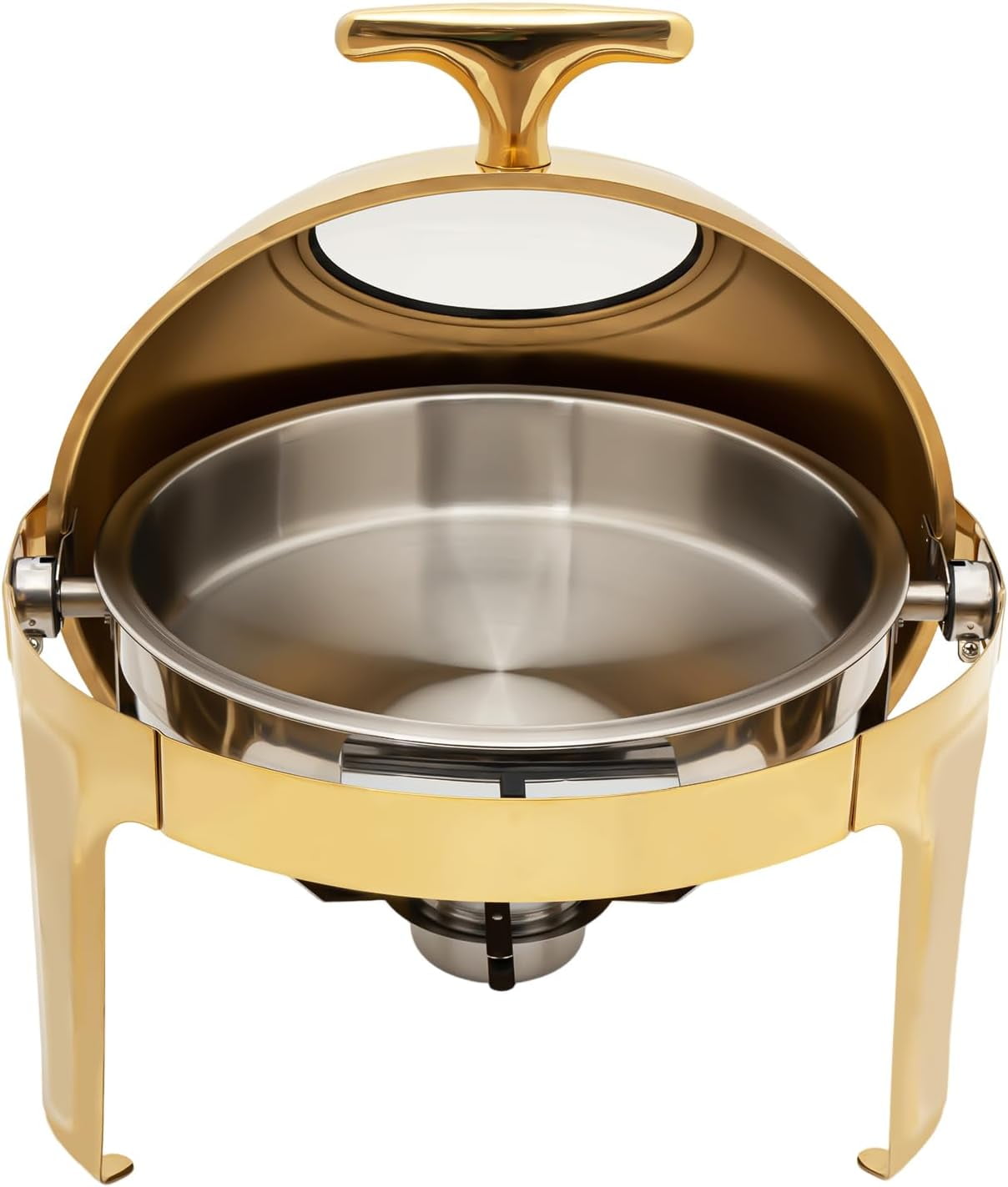 Chafing Dishes for Buffet Set, 6QT Roll Top Gold Chafing Dishes, Round ...