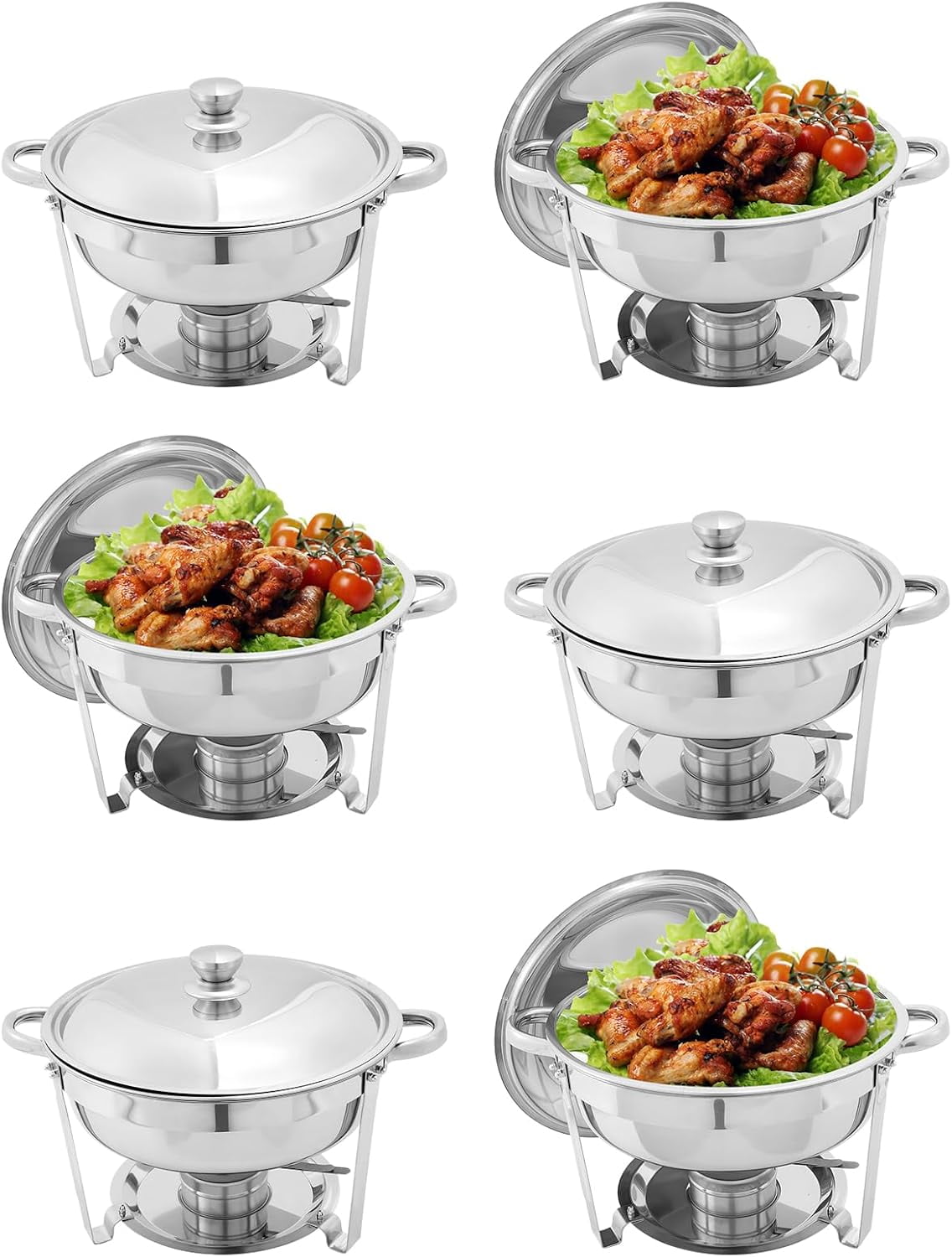 Chafing Dishes for Buffet Set, Chafers for Catering, Round Chafing Dish Buffet Set with Lids ...