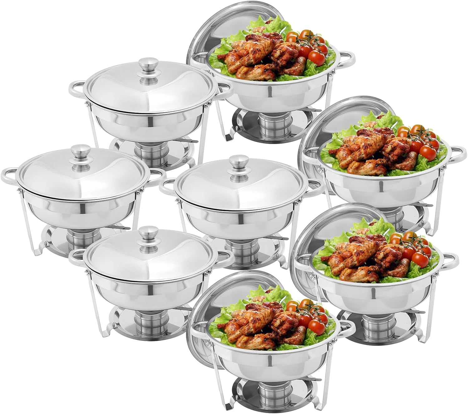 Chafing Dishes for Buffet Set, Chafers for Catering, Round Chafing Dish ...