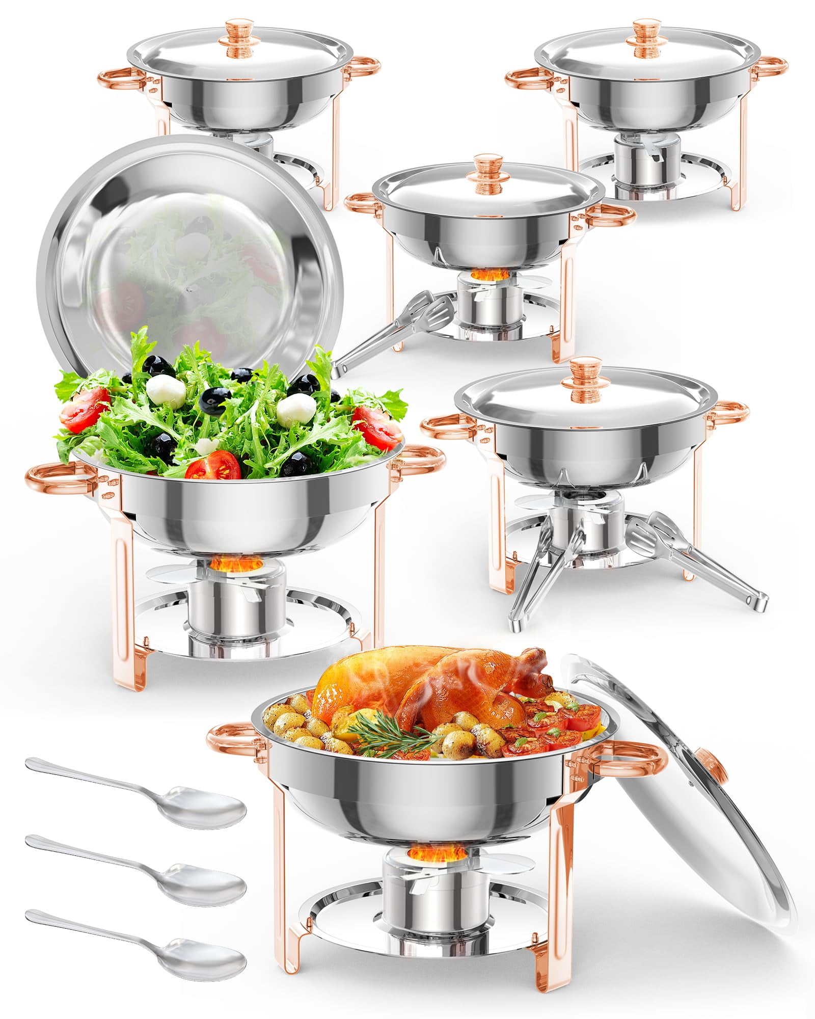 Chafing Dishes for Buffet Set, Round Chafing Dish Buffet Set with Lids ...