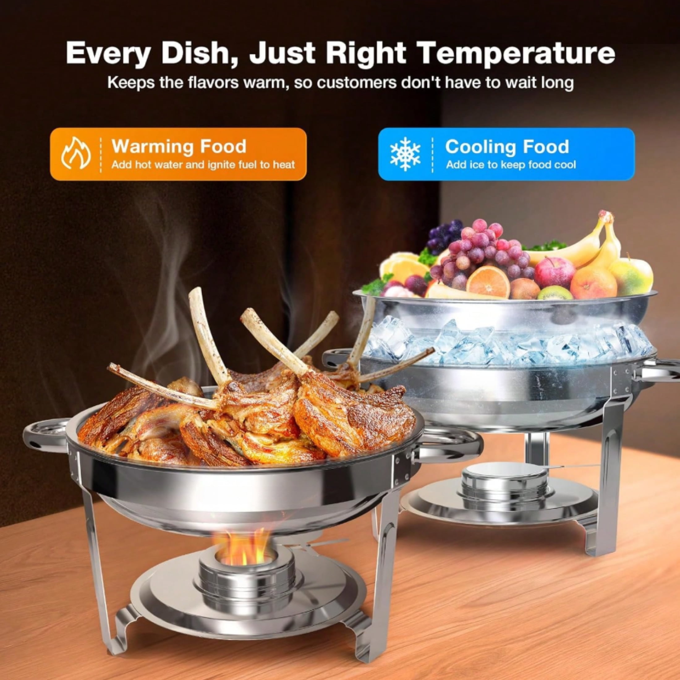 Chafing Dishes For Buffet4Pack, Round Chafing Dish Buffet Set W/Glass ...