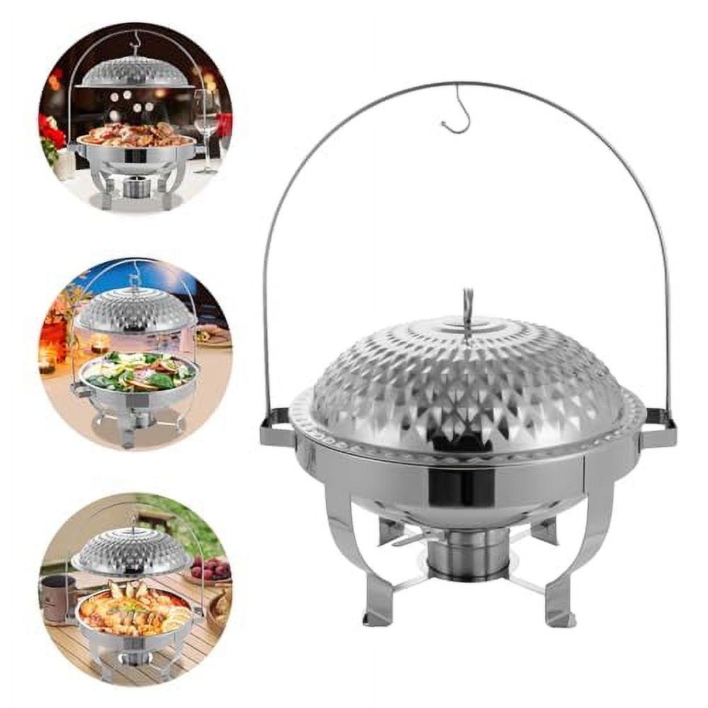 Chafing Dishes,Round Stainless Steel Chafing Dish Buffet Set with Glass ...